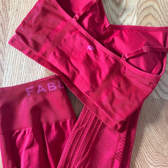 Fabletics | Pants & Jumpsuits | Fabletics Red Legging And Bra Set ...